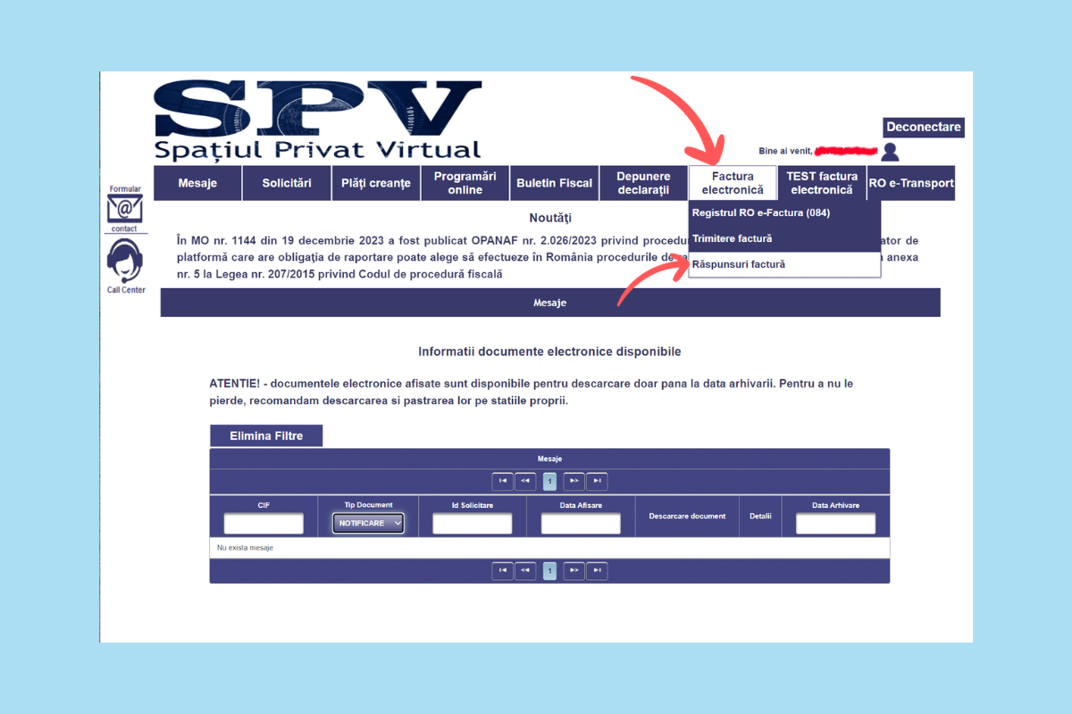 e-Factura de la furnizor: din SPV ANAF în PDF
