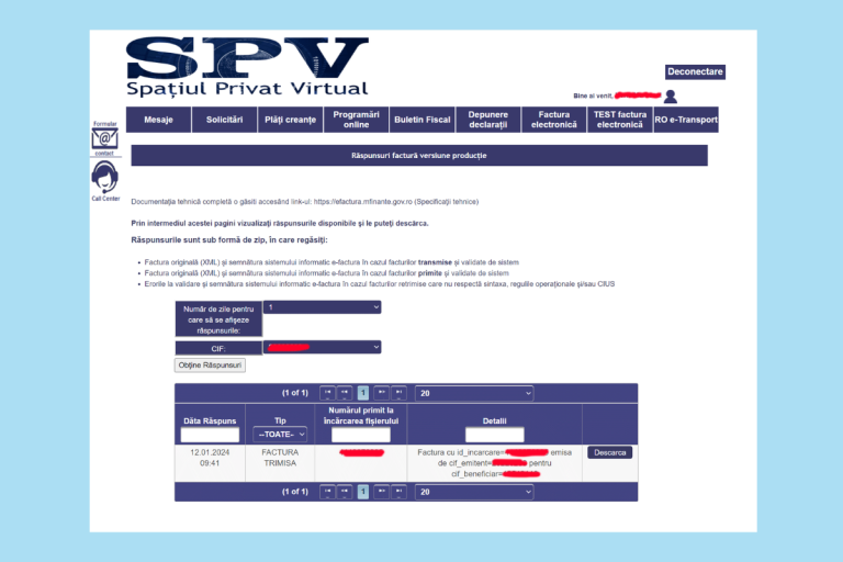 e-Factura de la furnizor: din SPV ANAF în PDF